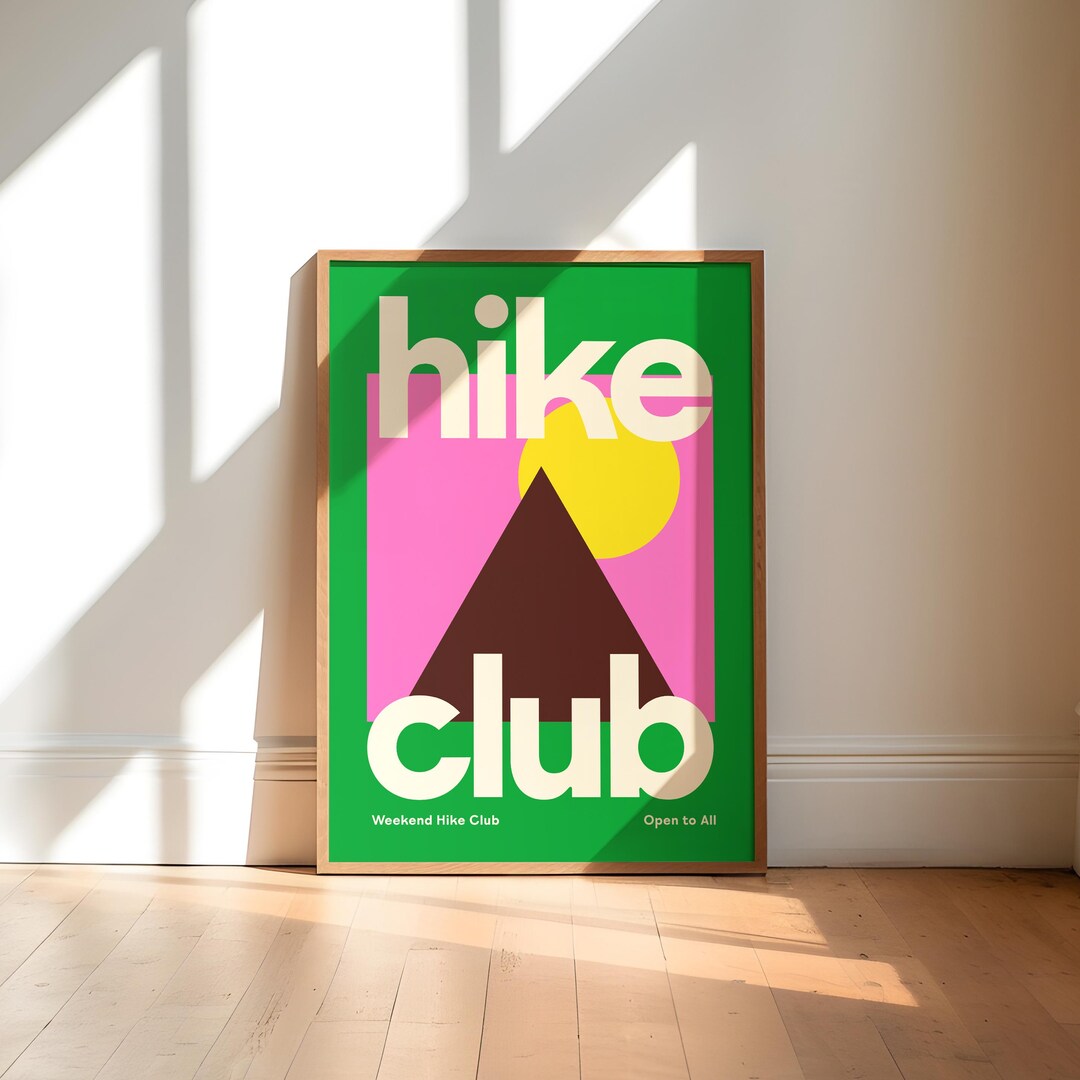 Hike Club Art Print, Graphic Poster, Nature Lover Print, Unframed Art ...