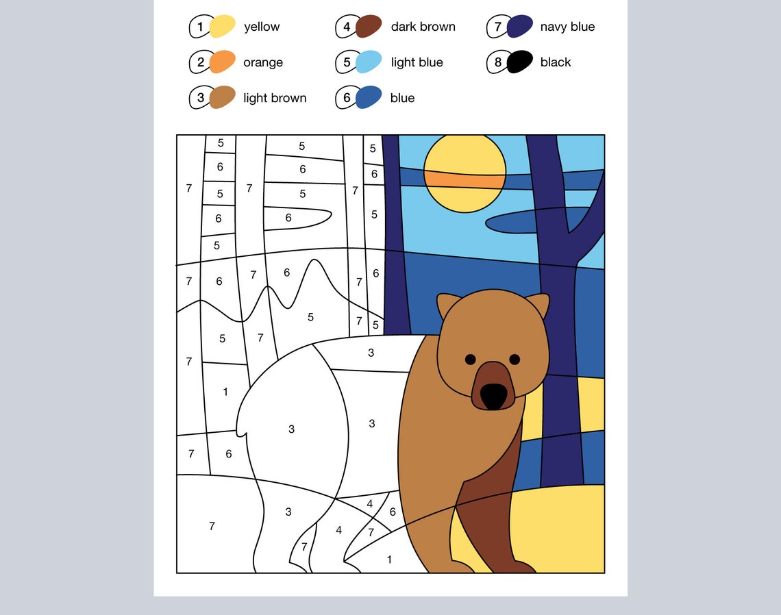 Color by Number - Animals (part 1), Printable Coloring Pages for Kids ...
