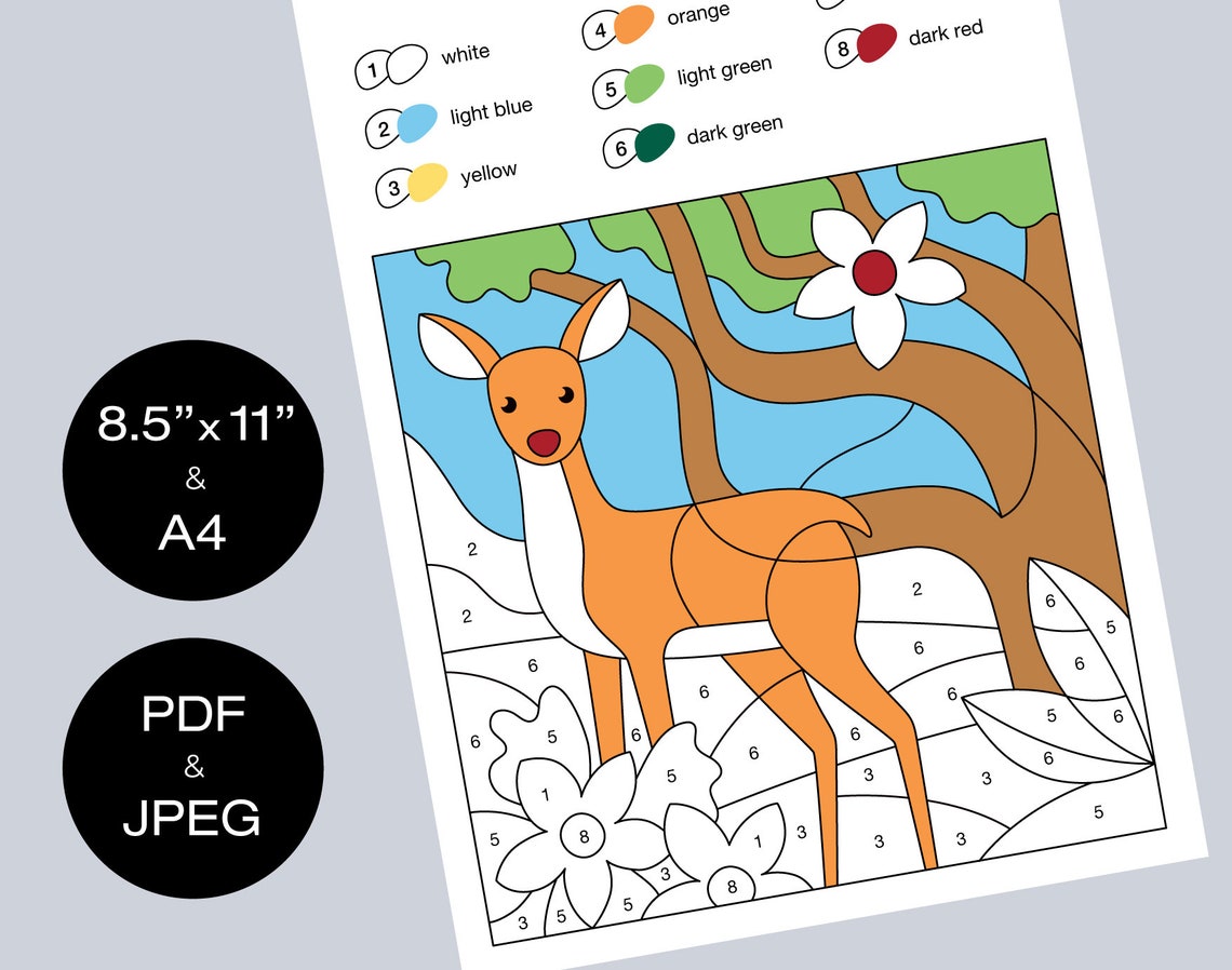 Color by Number - Animals (part 1), Printable Coloring Pages for Kids ...