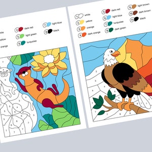 Color by Number - Animals (part 2), Printable Coloring Pages for Kids ...