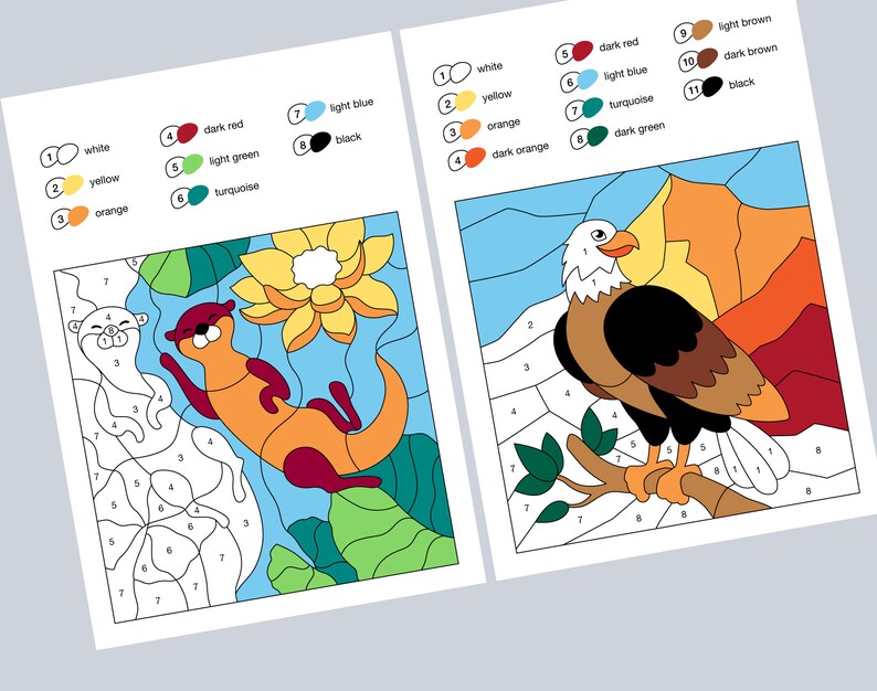 Color by Number - Animals (part 2), Printable Coloring Pages for Kids ...