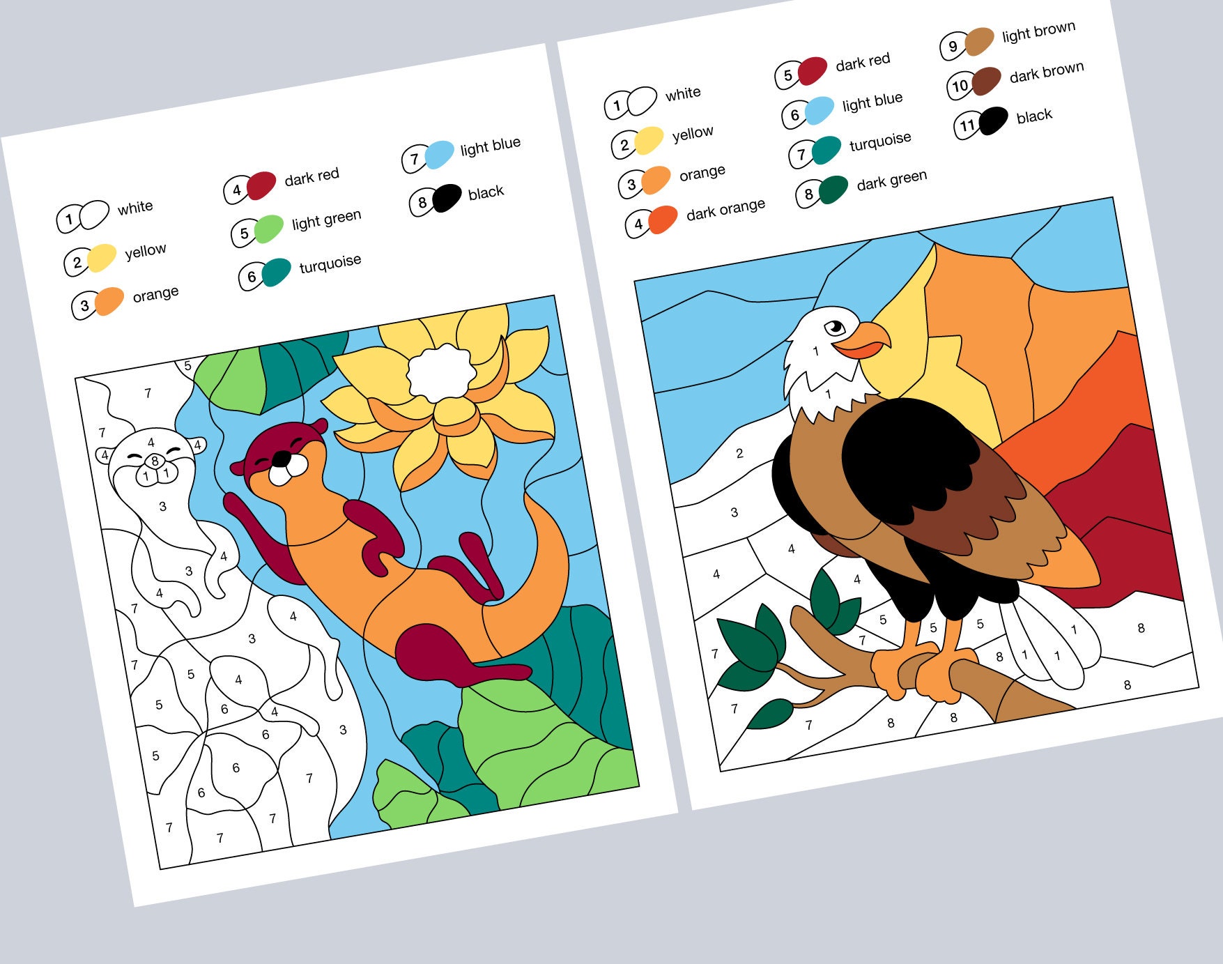 Color by Number - Animals (part 2), Printable Coloring Pages for Kids ...