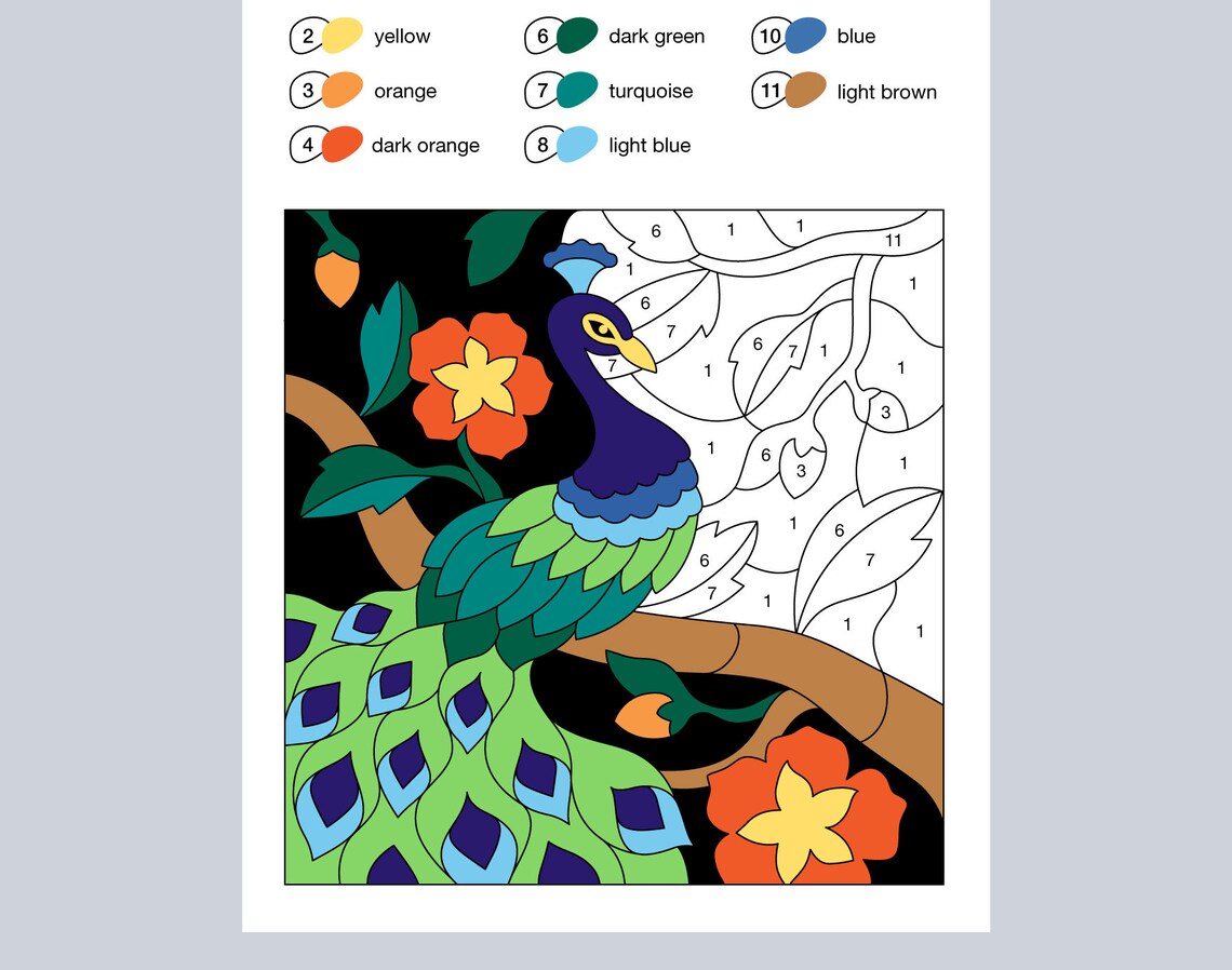 Color by Number - Animals (part 2), Printable Coloring Pages for Kids ...