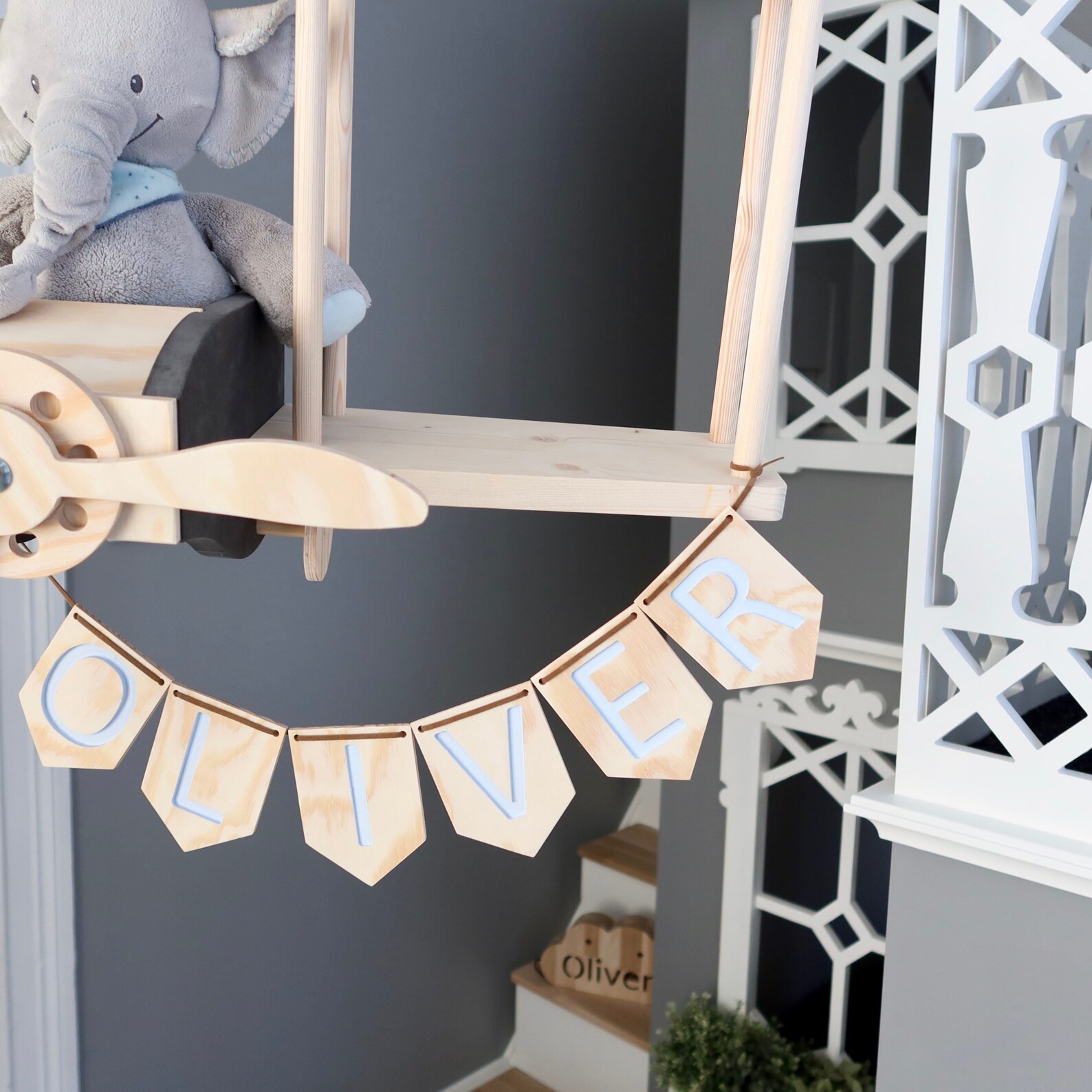 Wooden Letter Pennant Custom Name Banner Flag Kids Room | Etsy