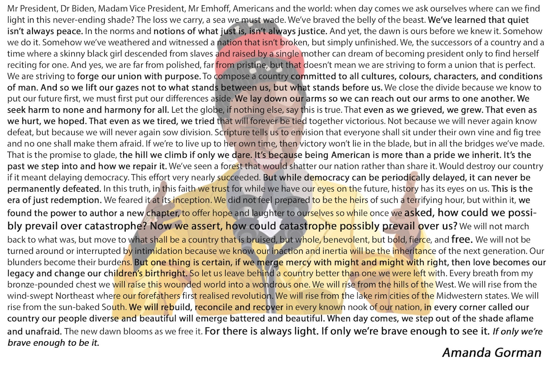 The Hill We Climb Full Inauguration Poem Quote Digital Download ...