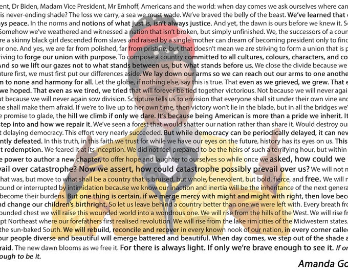 Printable Amanda Gorman Poem, the Hill We Climb Amanda Gorman Wall Art ...