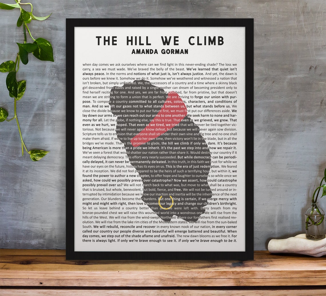 Printable Amanda Gorman Poem the Hill We Climb Amanda Gorman - Etsy Canada