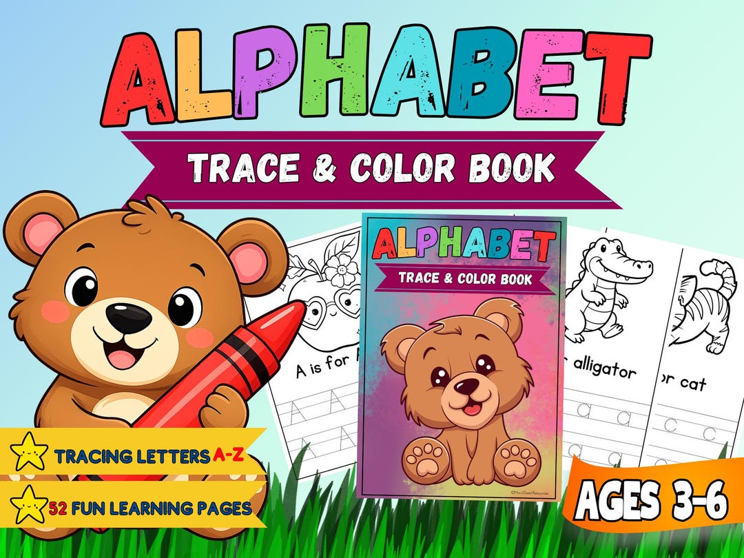 Alphabet Trace and Color Workbook | 52 Printable Pages | Preschool ...
