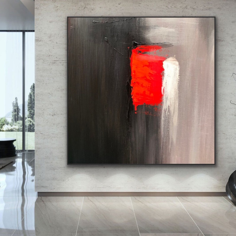 Red Abstract Art - Etsy