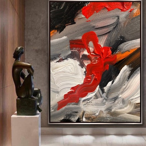 Large Original Dark Red Painting on Canvas Acrylic Burgundy - Etsy