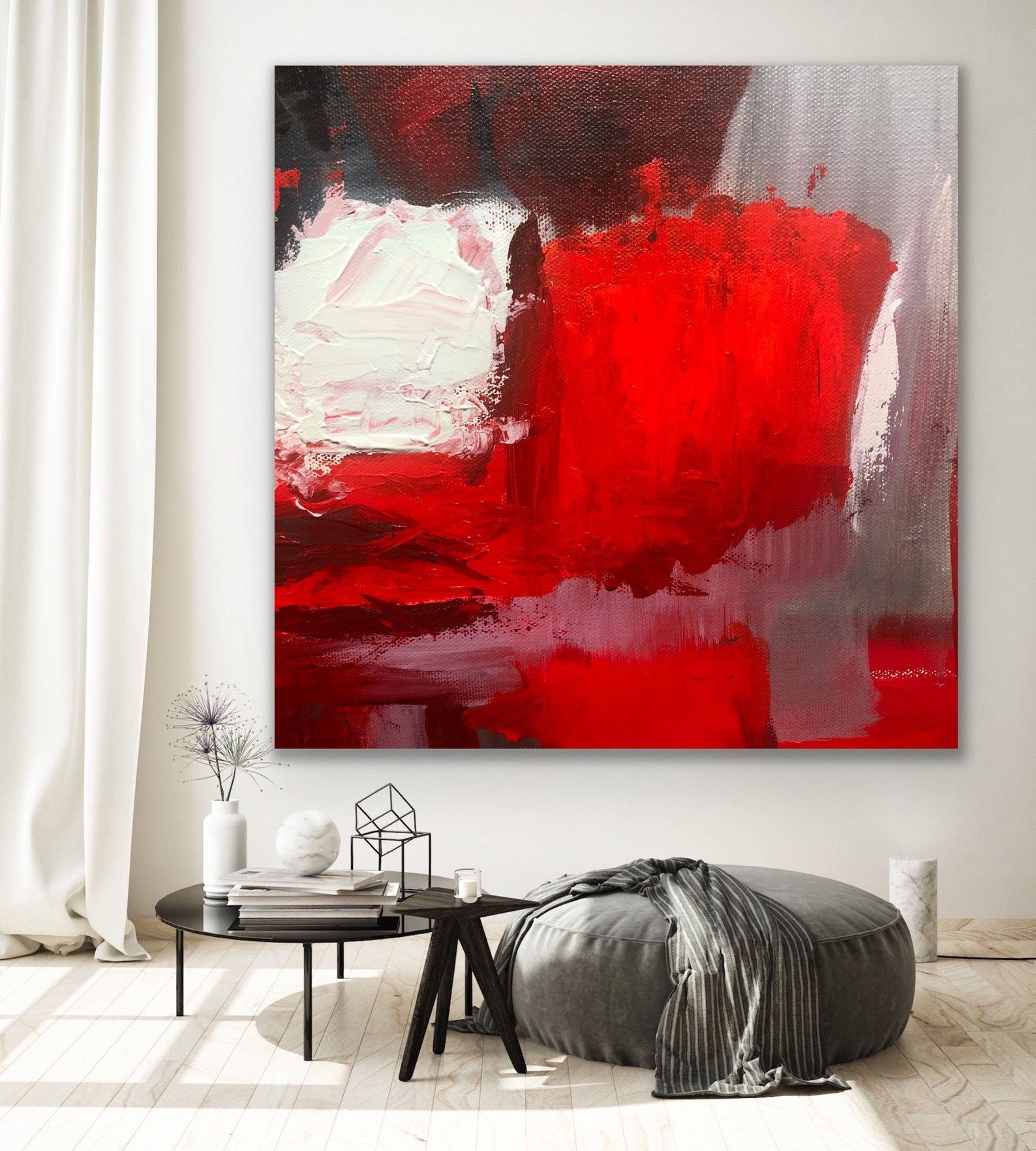 Red Abstract Painting on Canvas Large Wall Art Red Abstract Art on ...