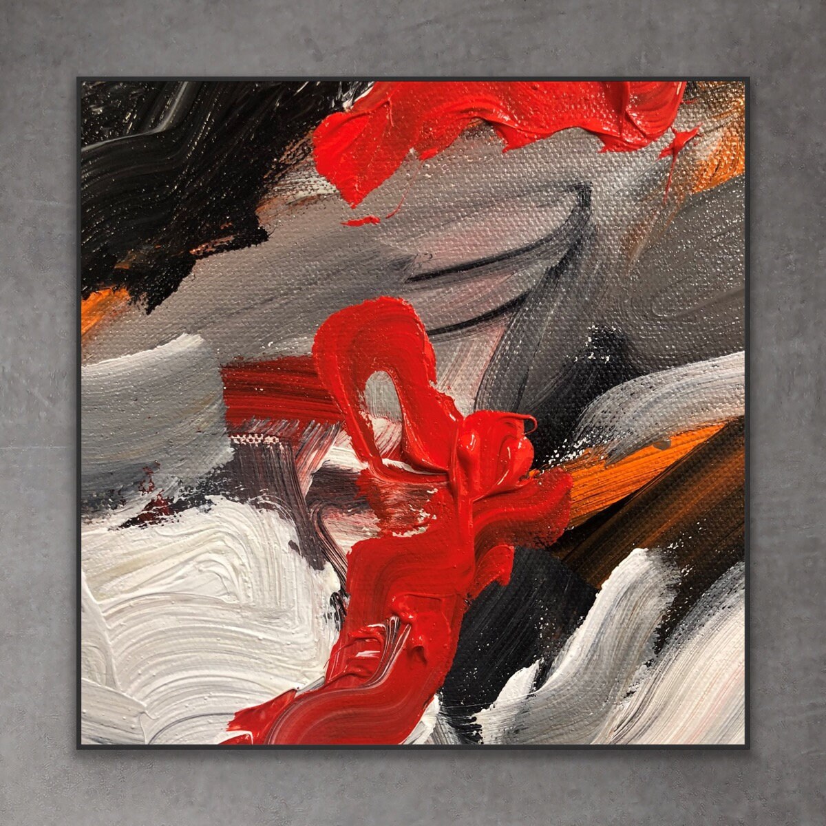 Red Abstract Painting, Original Large Acrylic Canvas Wall Art, Red and ...