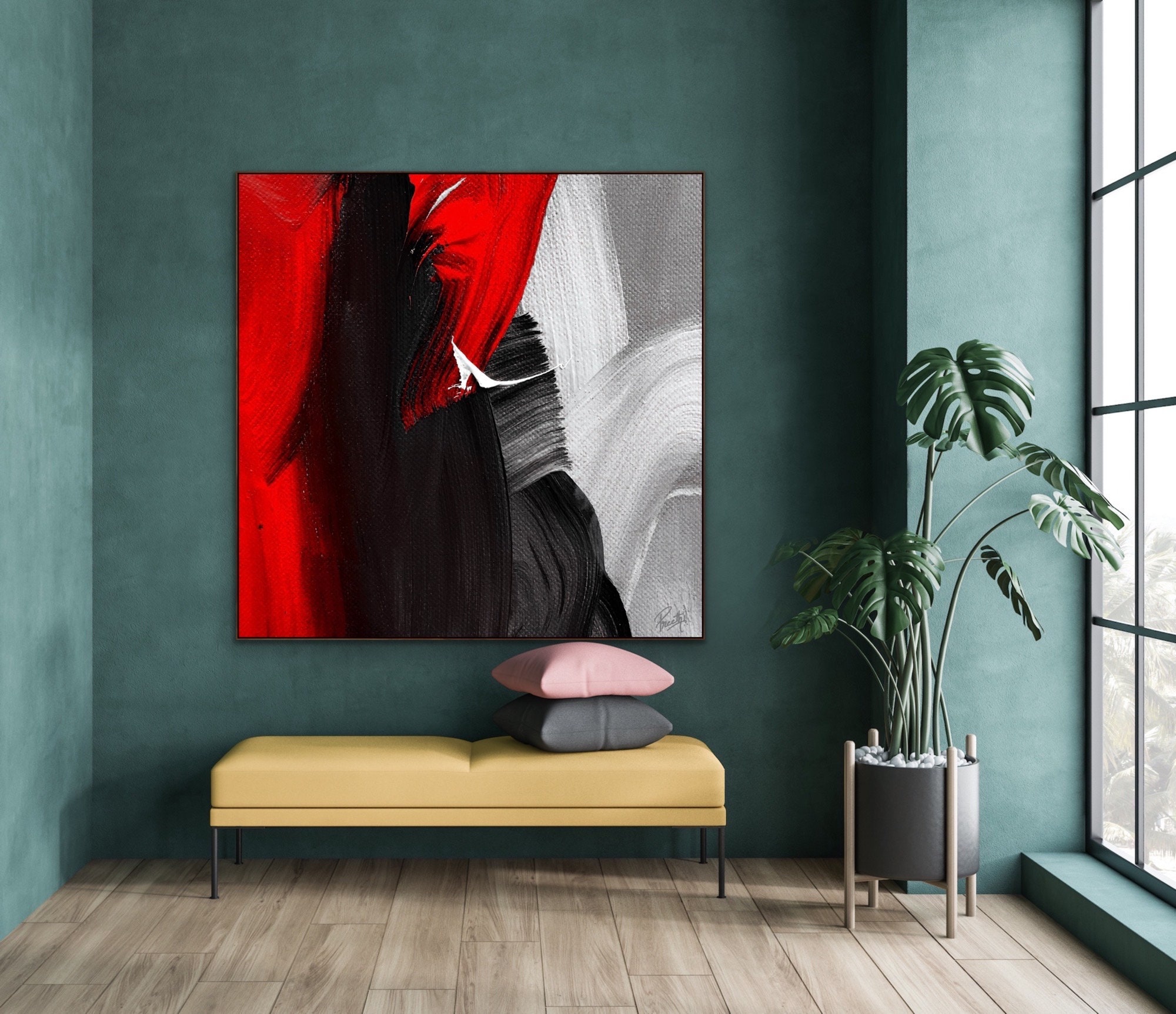 Abstract Painting Original Large Acrylic Canvas Expressionism Black ...