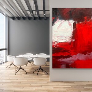 Red Abstract Painting on Canvas Large Wall Art Red Abstract Art on ...