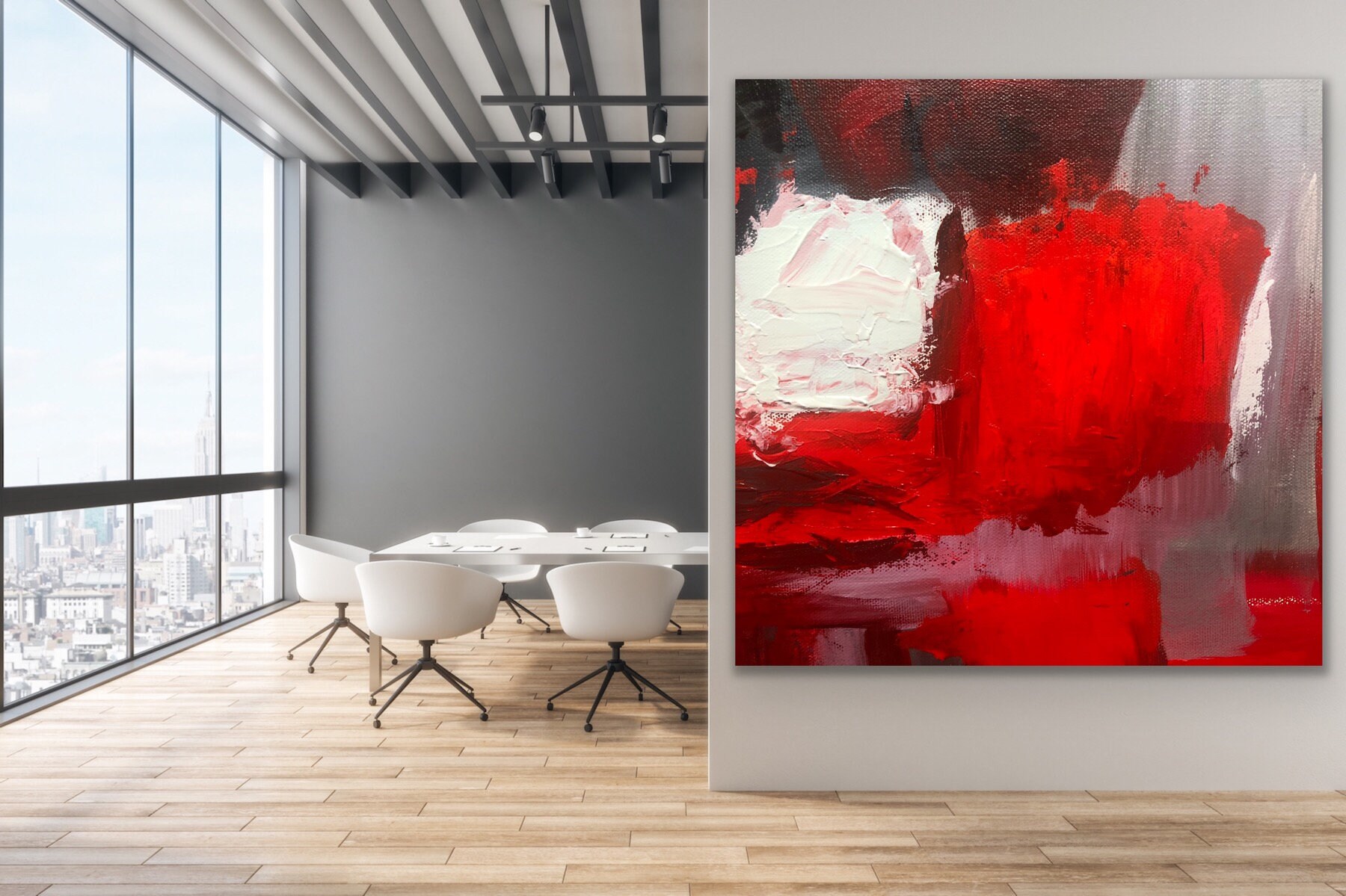 Red Abstract Painting on Canvas Large Wall Art Red Abstract Art on ...