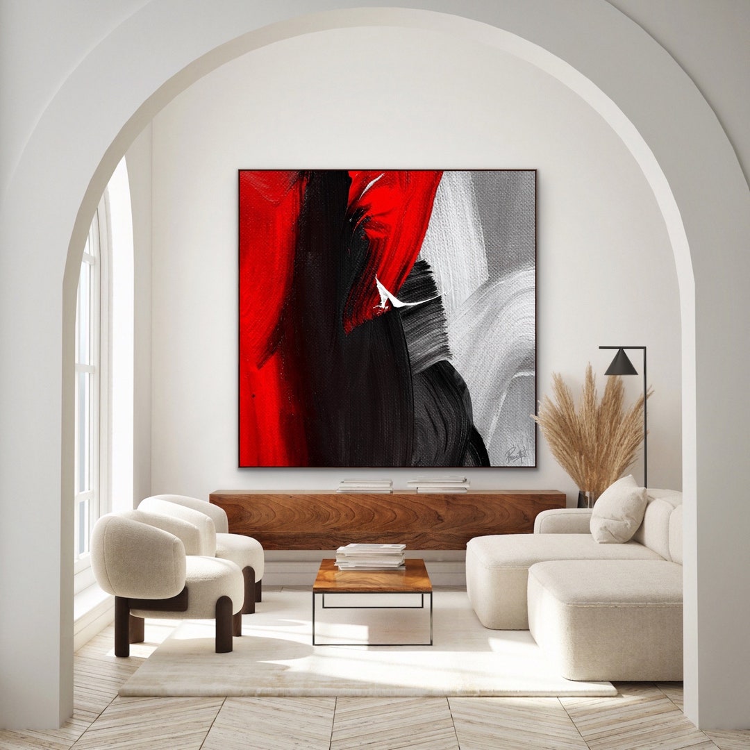Abstract Painting Original Large Acrylic Canvas Expressionism Black ...