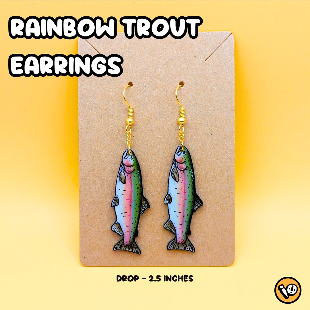 Rainbow Trout Fish Earrings - Fish Lover Jewelry - Etsy