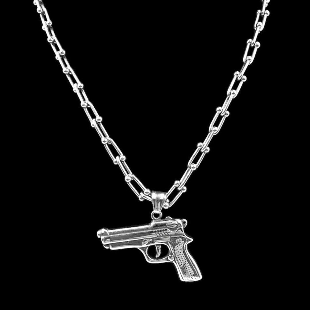 Glock Pistol Pendant, Pistol Necklace, Stainless Steel Gun Necklace ...