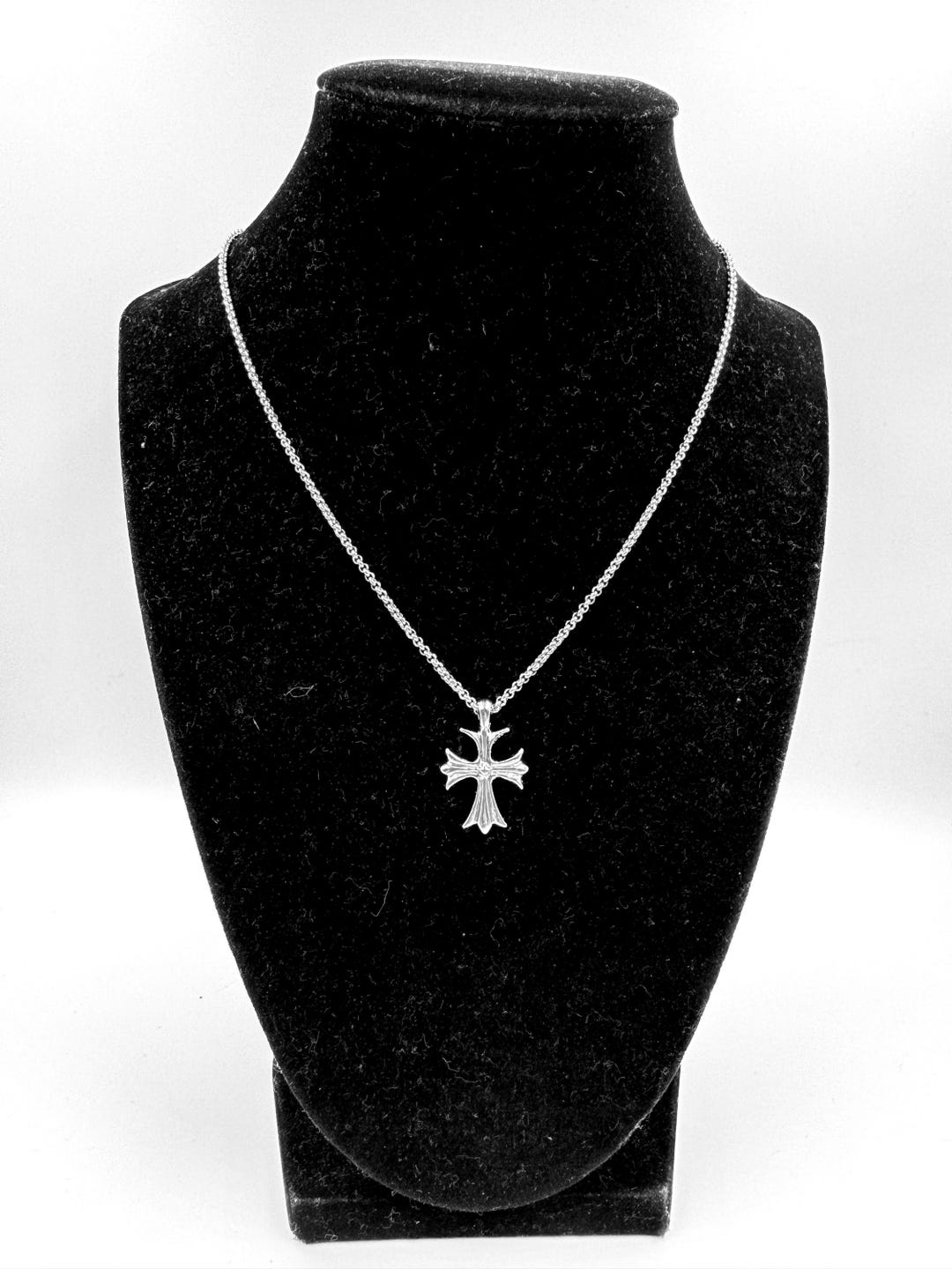 CH Stainless Steel Vintage Mini Cross Pedant Necklace Chrome Dainty ...