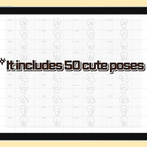 Procreate Stamp for Anime Kawaii Pose Emote Set of 50 Brushes Figure ...