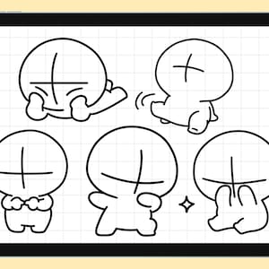 Procreate Stamp for Anime Kawaii Pose Emote Set of 50 Brushes Figure ...