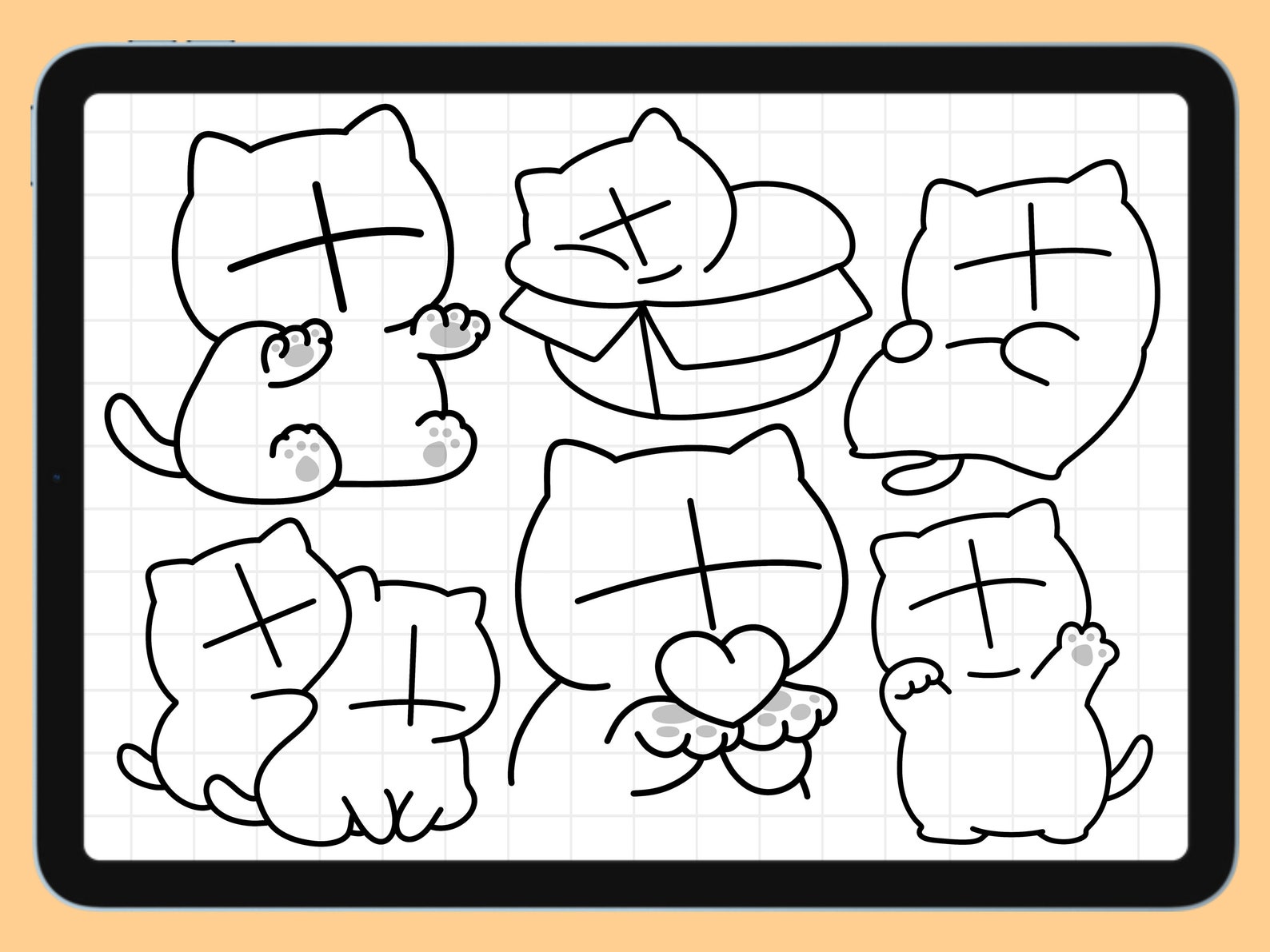 Cat Procreate Stamp Brush Set: 30 Chibi Emotes (digital Download) - Etsy