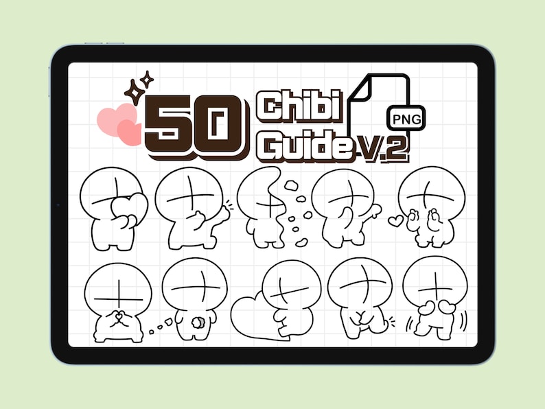50 PNG File Chibi Full Body Pose Guide, Kawaii Chibi Character Image ...