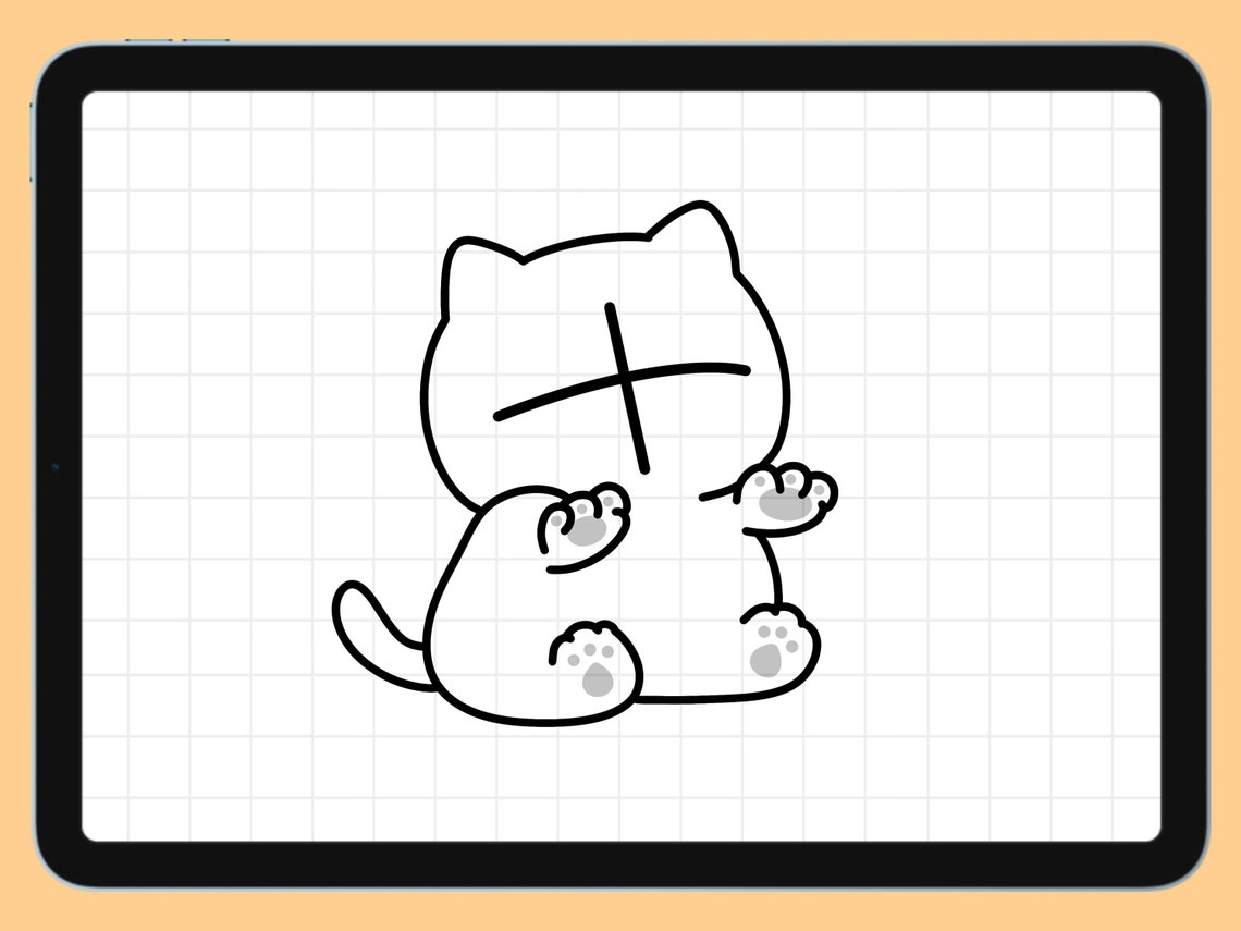 Cat Procreate Stamp Brushe Chibi Character Emote Set Cute Pose Anime ...