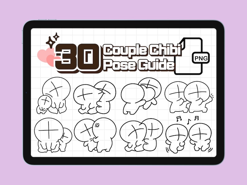 30 PNG File Chibi Base Couple Body Pose, Kawaii Character Brush ...