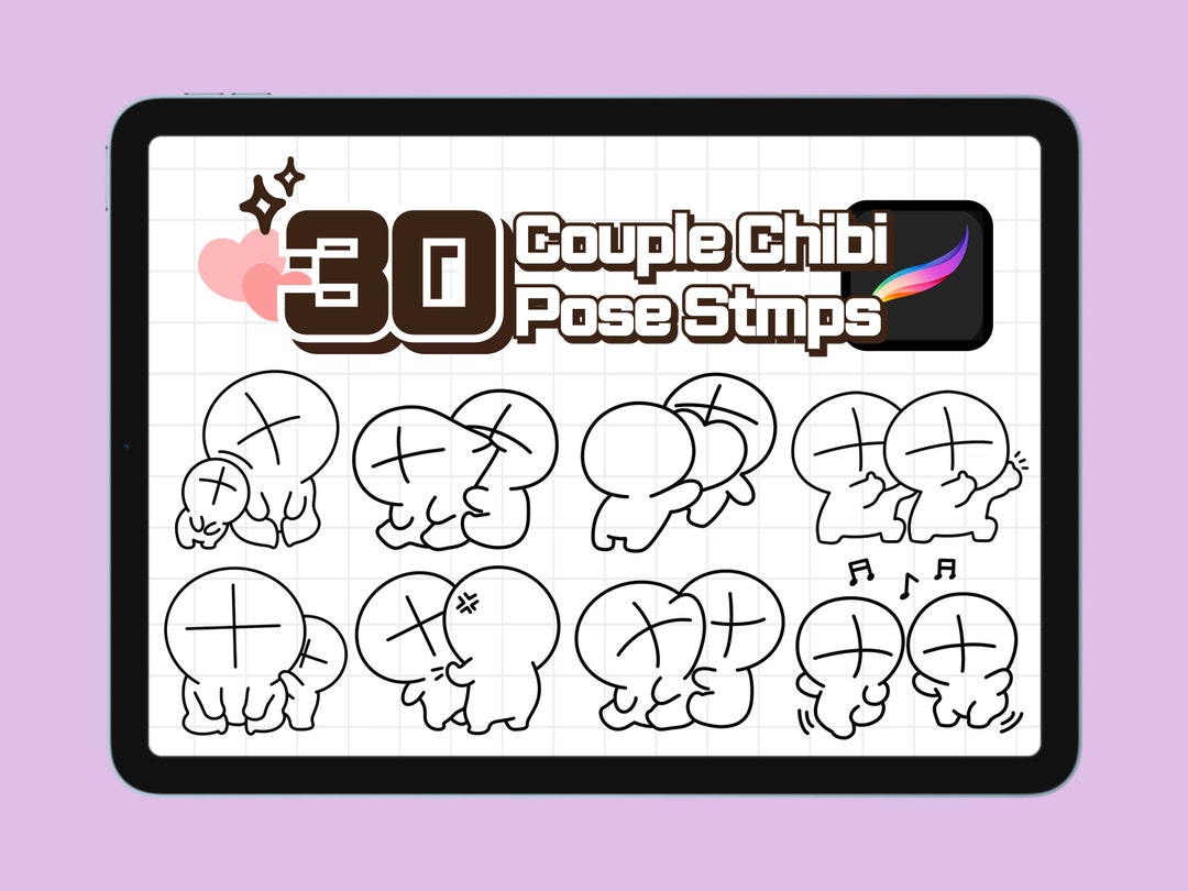 Procreate Stamp Chibi Base Couple Body Pose Kawaii Character Brush ...