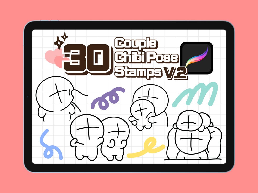 Procreate Stamp Chibi Base Couple Body Pose Kawaii Character Brush ...