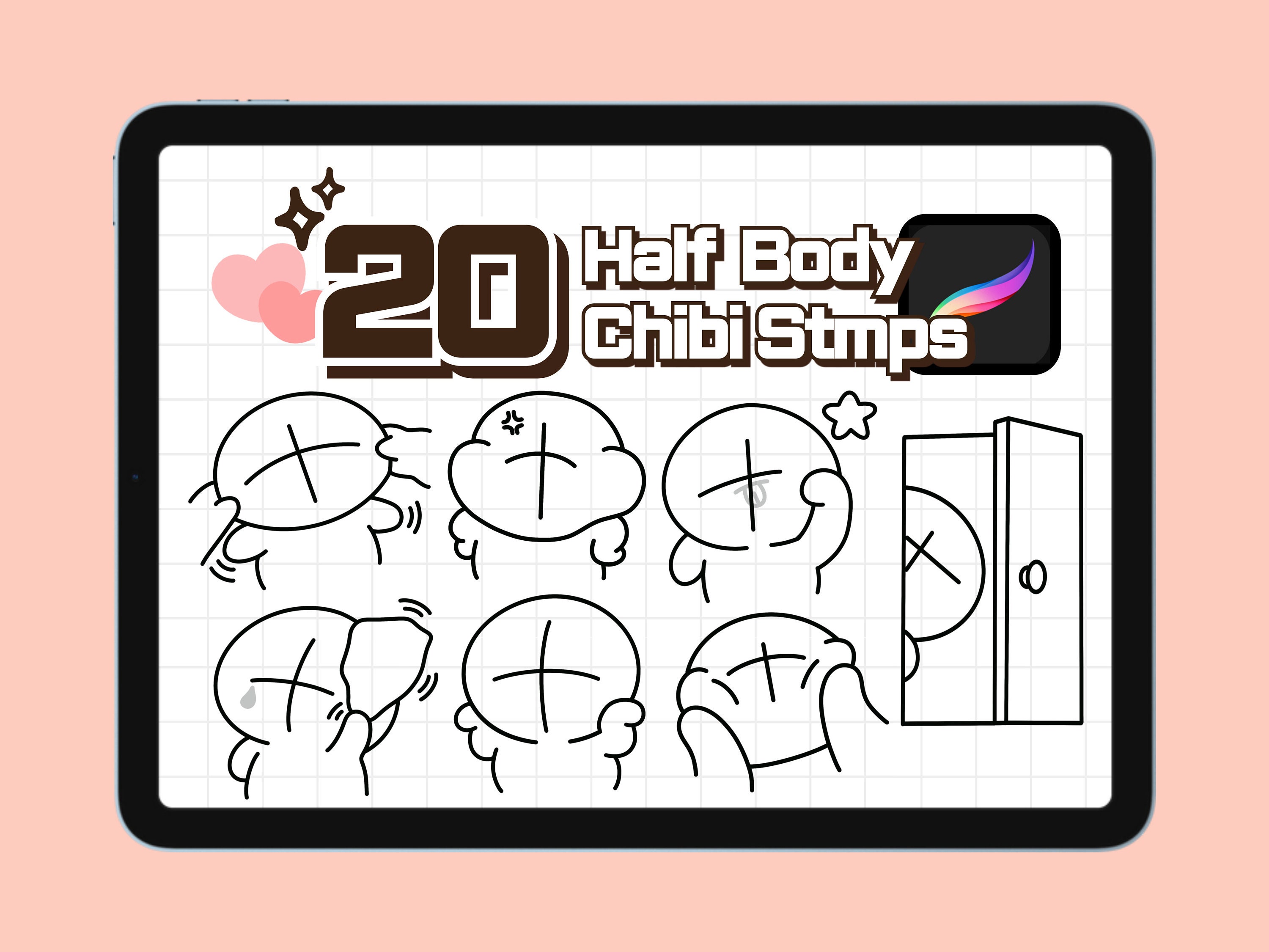 Procreate Stamp for Kawaii Chibi Character Pose Brush Discord Emote ...