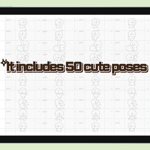 Procreate Stamp Chibi Character Set of 50 Brushe Cute Pose for Anime ...