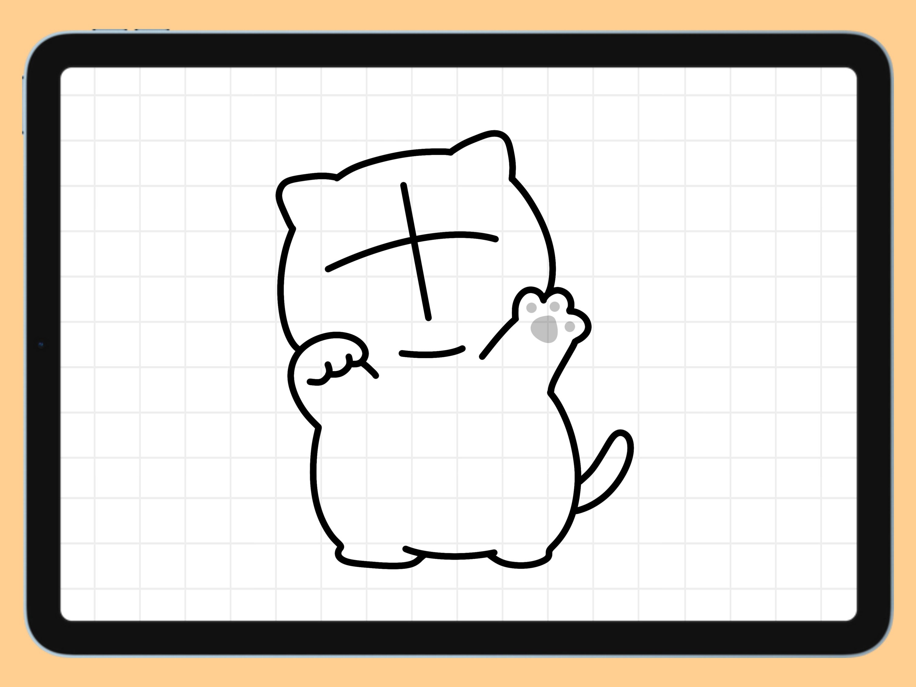 Cat Procreate Stamp Brushe Chibi Character Emote Set Cute Pose Anime ...