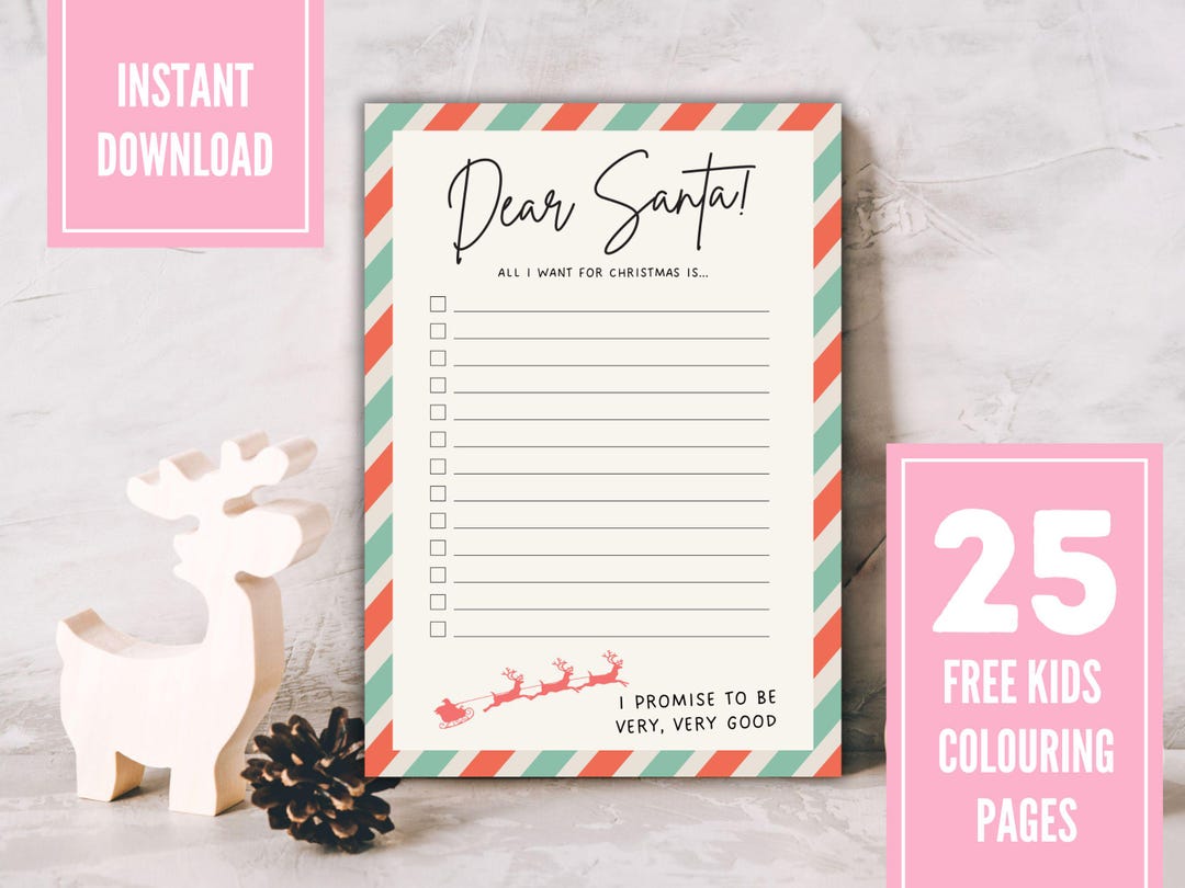Letter to Santa 25 Free Coloring Pages Printable Kids Christmas Wish ...
