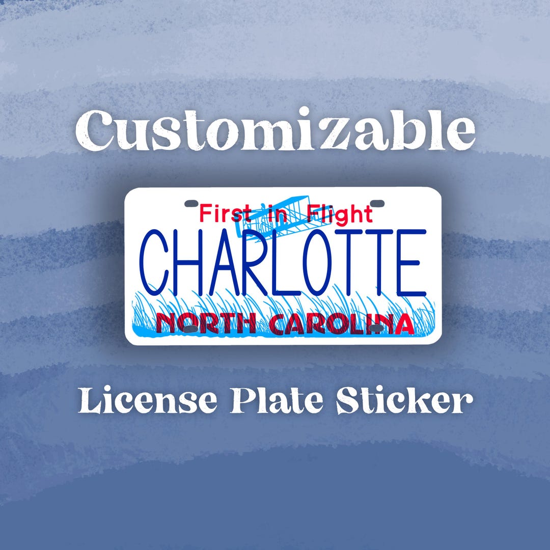 CUSTOMIZABLE North Carolina License Plate Sticker || Laptop Sticker ...