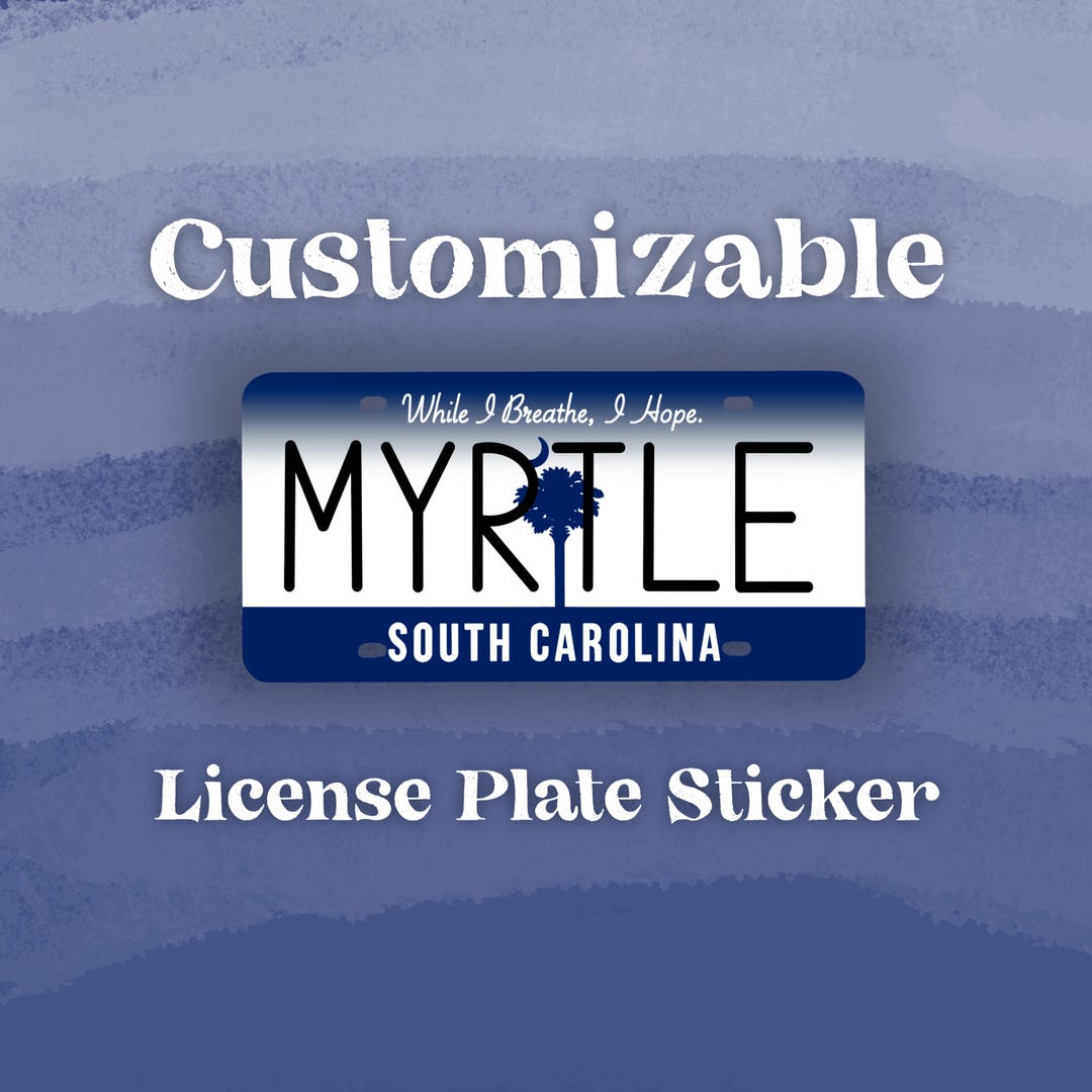 CUSTOMIZABLE South Carolina License Plate Sticker || Laptop Sticker ...