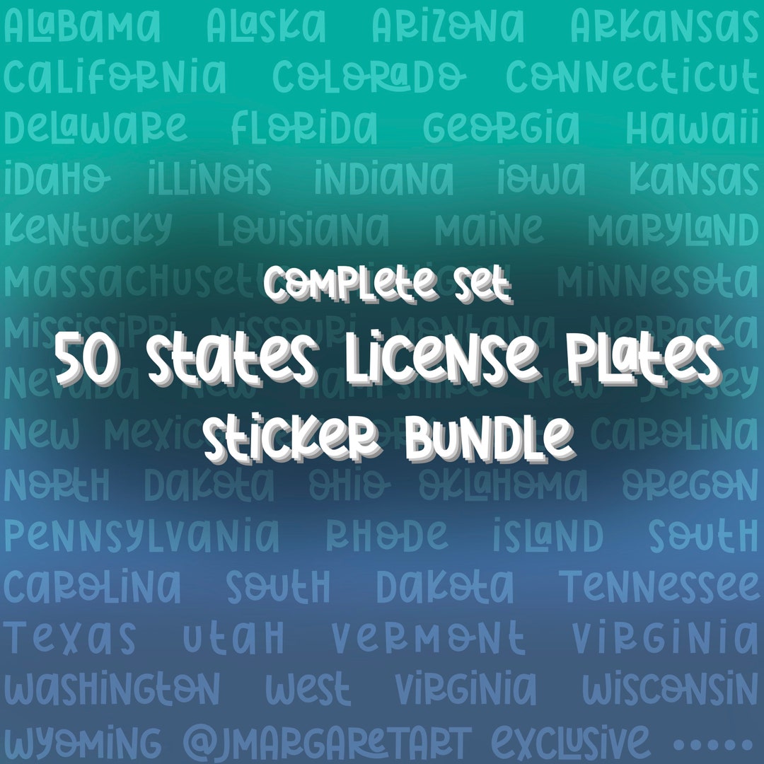 COMPLETE SET 50 States License Plates - CUSTOMIZABLE || Laptop Sticker ...
