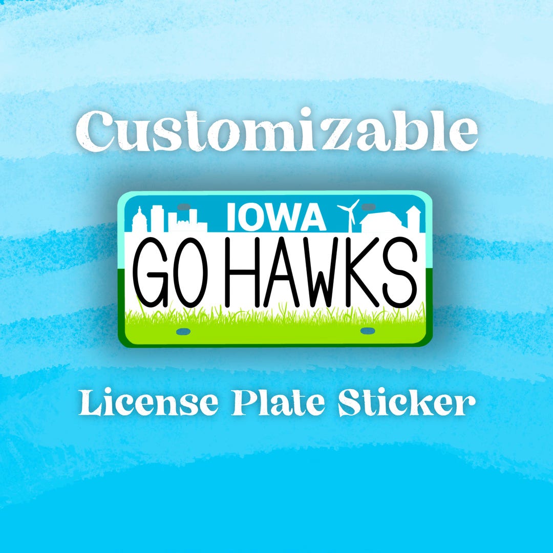 CUSTOMIZABLE Iowa State License Plate Sticker || Laptop Sticker Decal ...