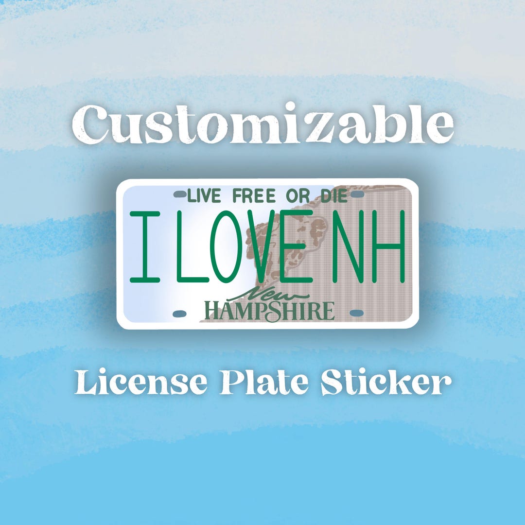 CUSTOMIZABLE New Hampshire State License Plate Sticker || Laptop ...