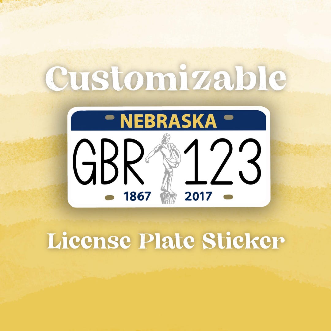 CUSTOMIZABLE Nebraska State License Plate Sticker || Laptop Sticker ...