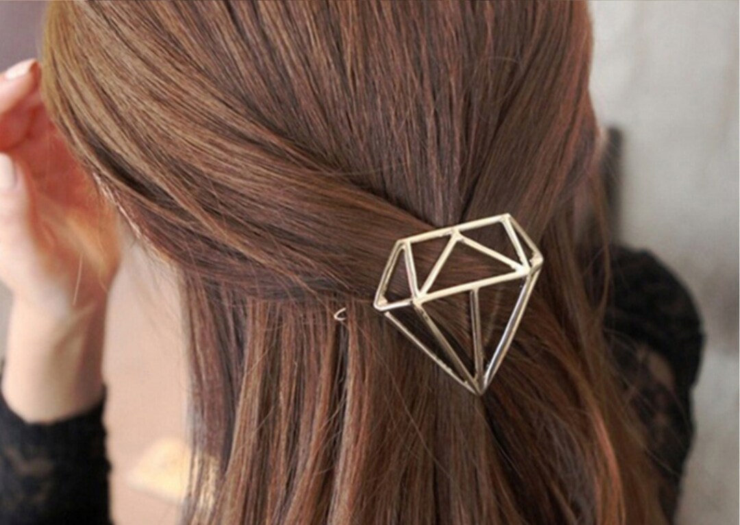 Diamond Hair Clip, Gold Hair Clip, Minimalist Hair Accessory, Sleek ...