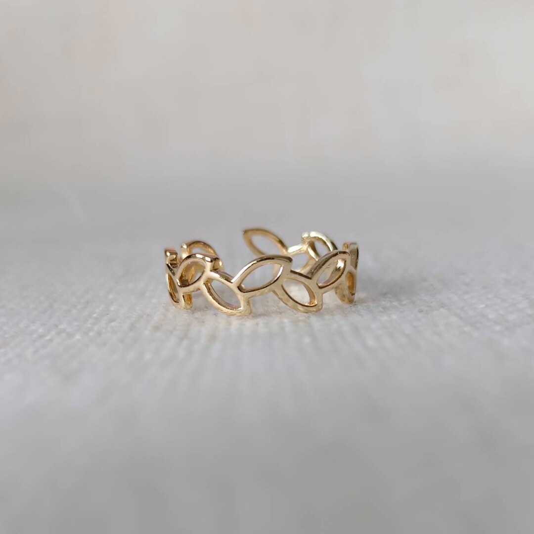 Gold Leaf Ring, Gold Olive Ring, Simple Leaf Ring, Silver Leaf Ring ...