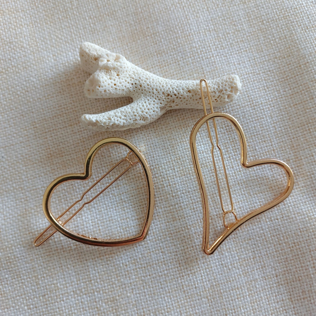 Gold Heart Hair Clip, Stunning Heart Hair Clip, Heart Hair Pin, Heart ...