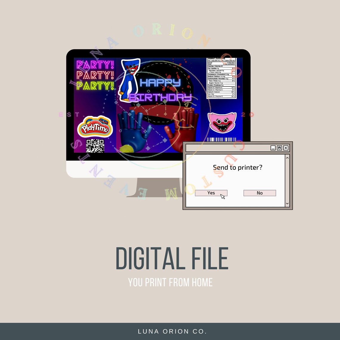 Huggy Wuggy Boys Birthday Party Capri Sun Labels Poppy Playtime Huggy ...