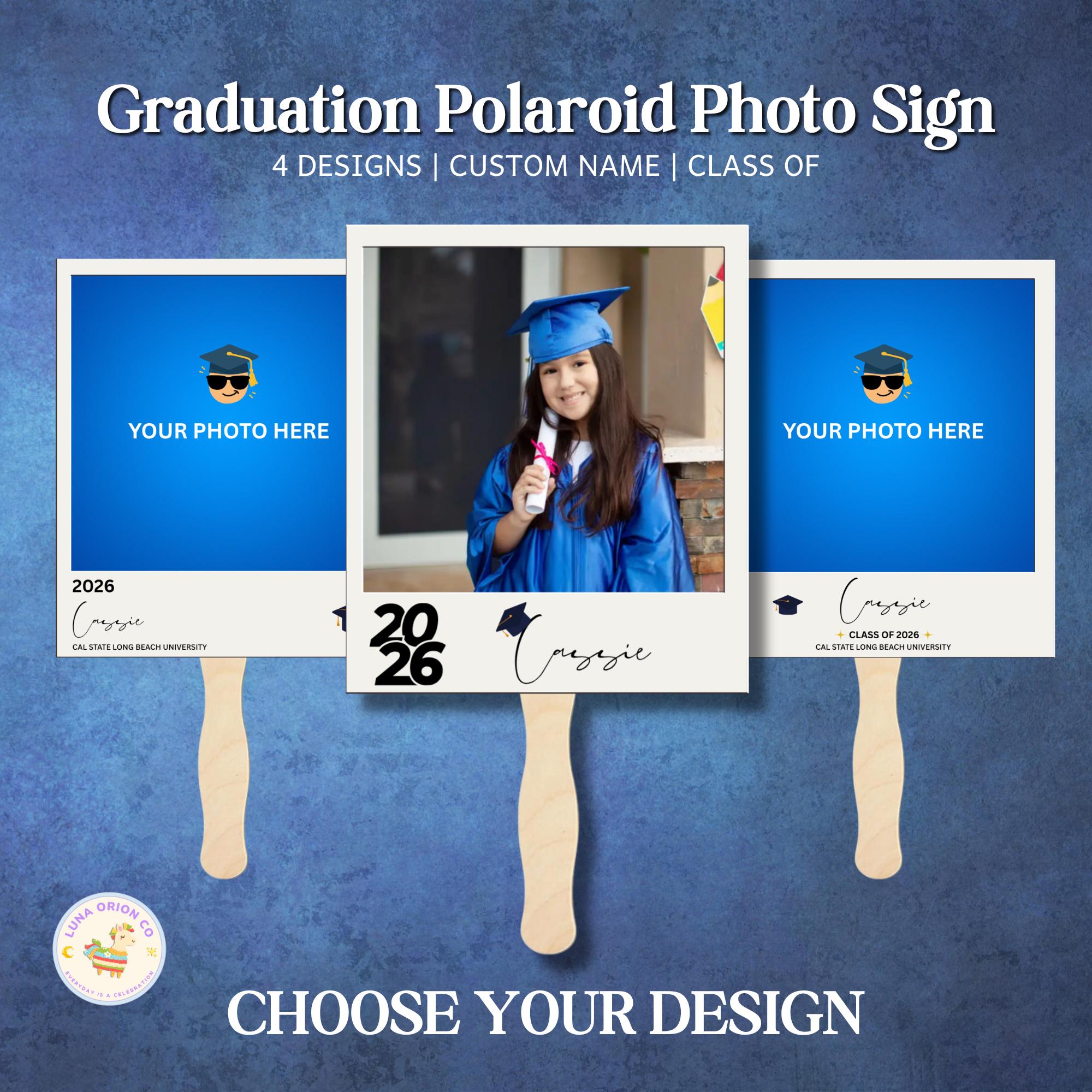 Personalized Graduation Polaroid Photo Paddle Sign | Custom Photo Booth ...
