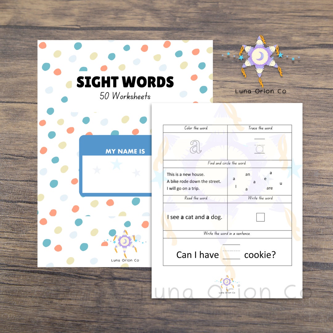 Kids Montessori Sight Words Worksheets Homeschool Printables Digital or ...