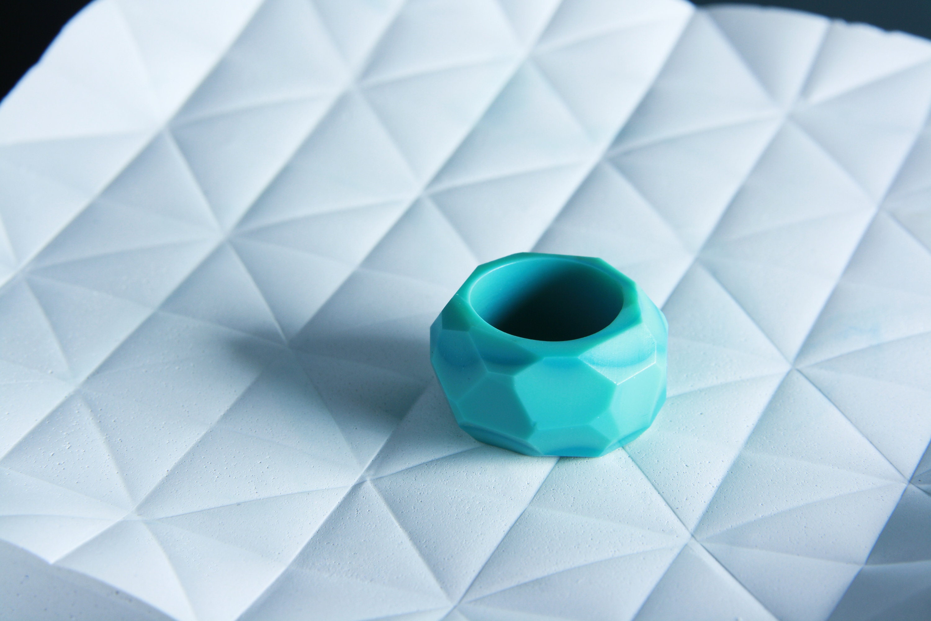 Turquoise Handmade Cut Glass Ring, Colored Faceted Ring, Minimalist ...