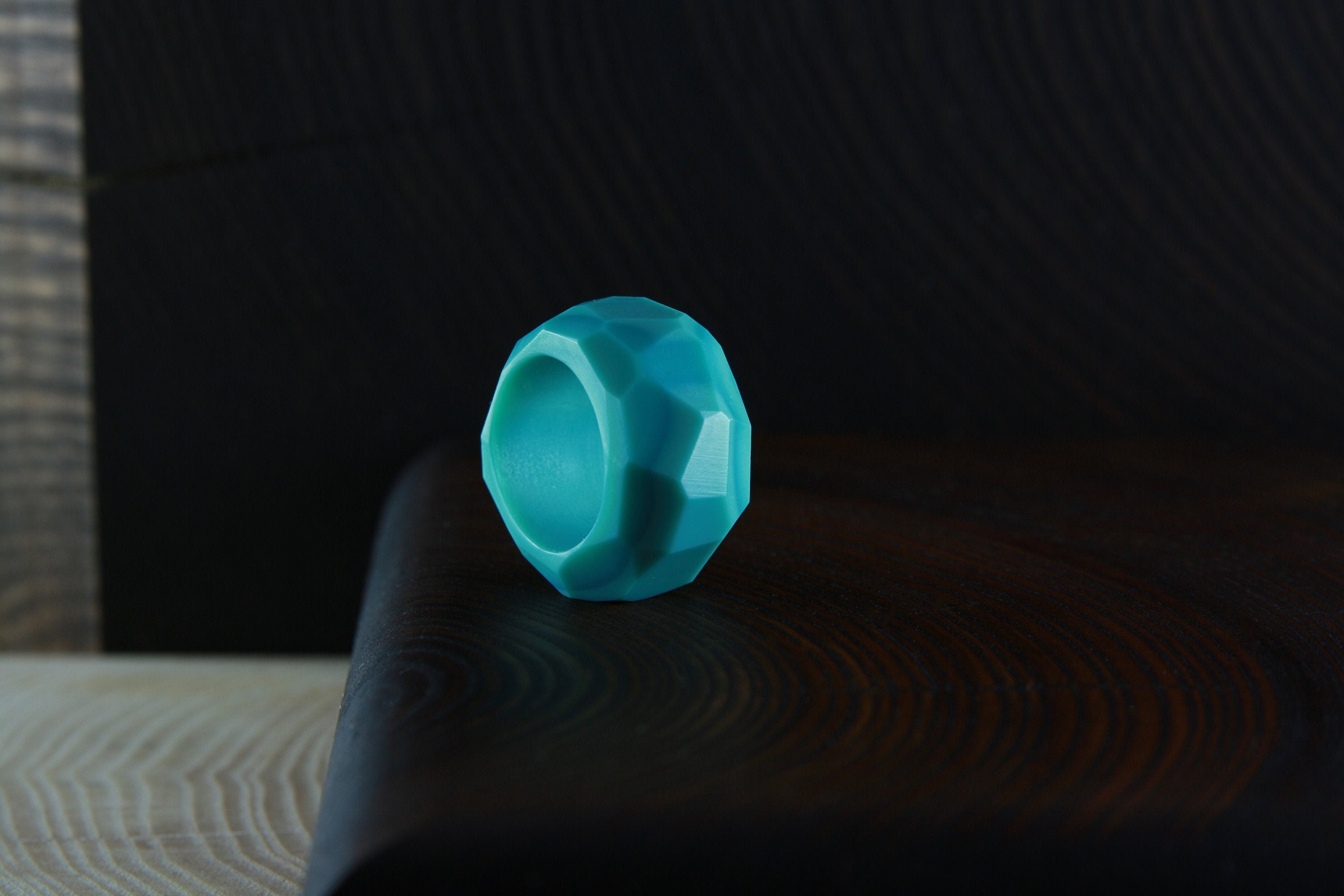 Turquoise Handmade Cut Glass Ring, Colored Faceted Ring, Minimalist ...