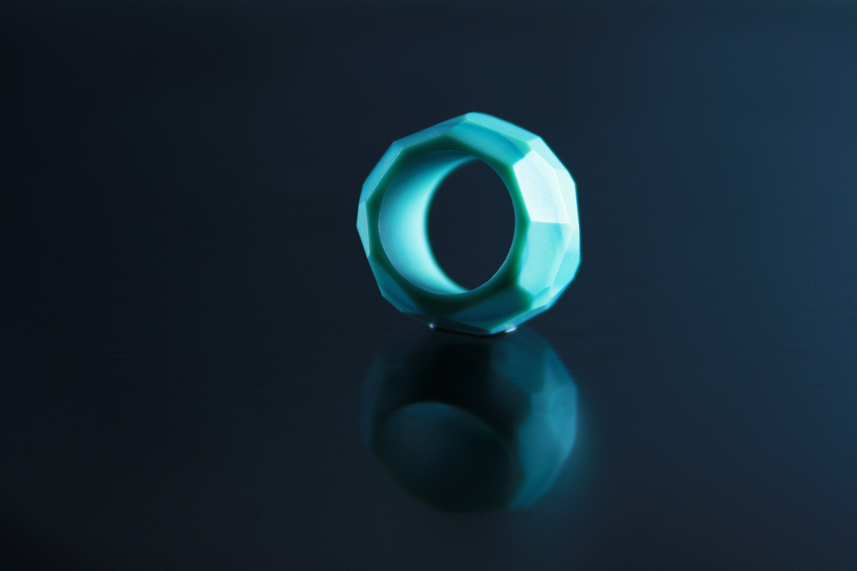 Turquoise Handmade Cut Glass Ring, Colored Faceted Ring, Minimalist ...